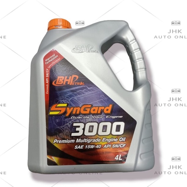 BHP SYNGARD 3000 Premium Multigrade Engine Oil 4L SN/CF SAE 15W40 ...