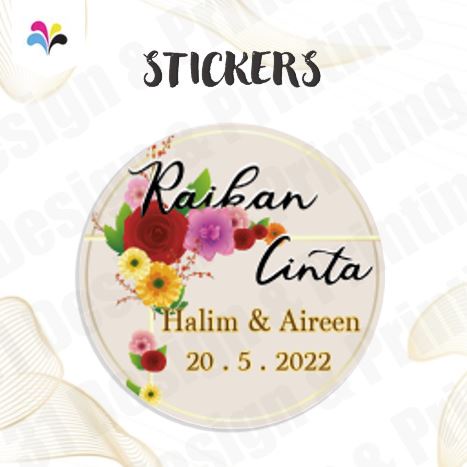 Stiker raikan cinta nama dan tarikh pengantin nikah sticker perkahwinan ...