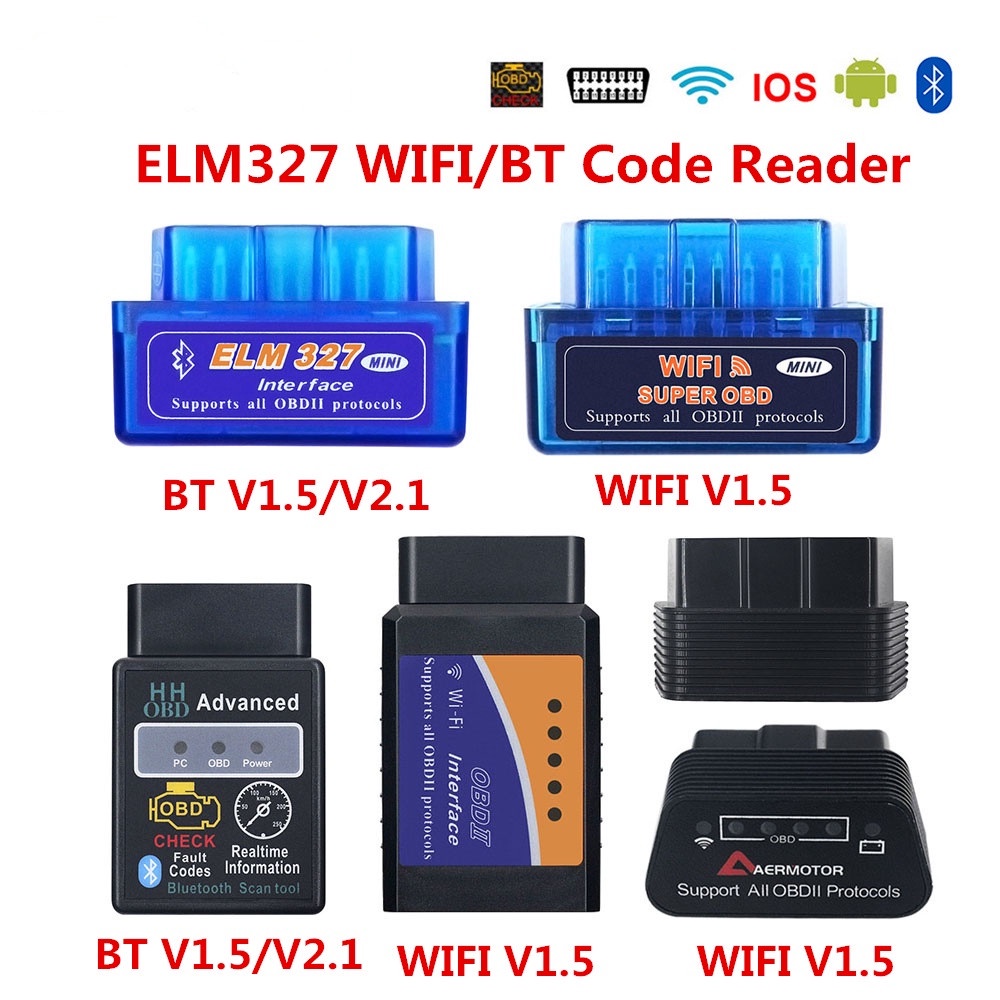 OBD2 ELM327 4.0 OBD ELM327 Bluetooth V1.5 V2.1 ELM 327 WIFI / WI-FI V1.5 OBDII Car Diagnostic ...