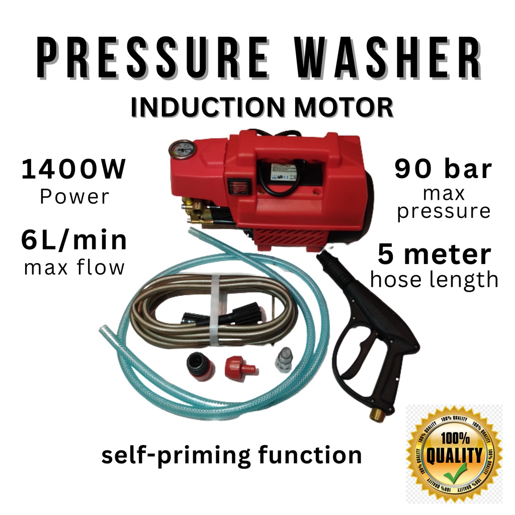 MAXX PRESSURE WASHER INDUCTION MOTOR 1400W 90 BAR POWER WASHER | Shopee ...