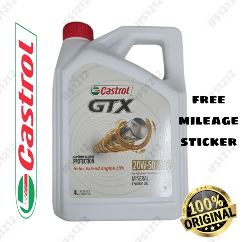 🇲🇾HOT SALES🔥 ORI CASTROL GTX 20W50 4L SL/CF ENGINE OIL PETROL / DIESEL 20W-50 20W 50 HILUX ...