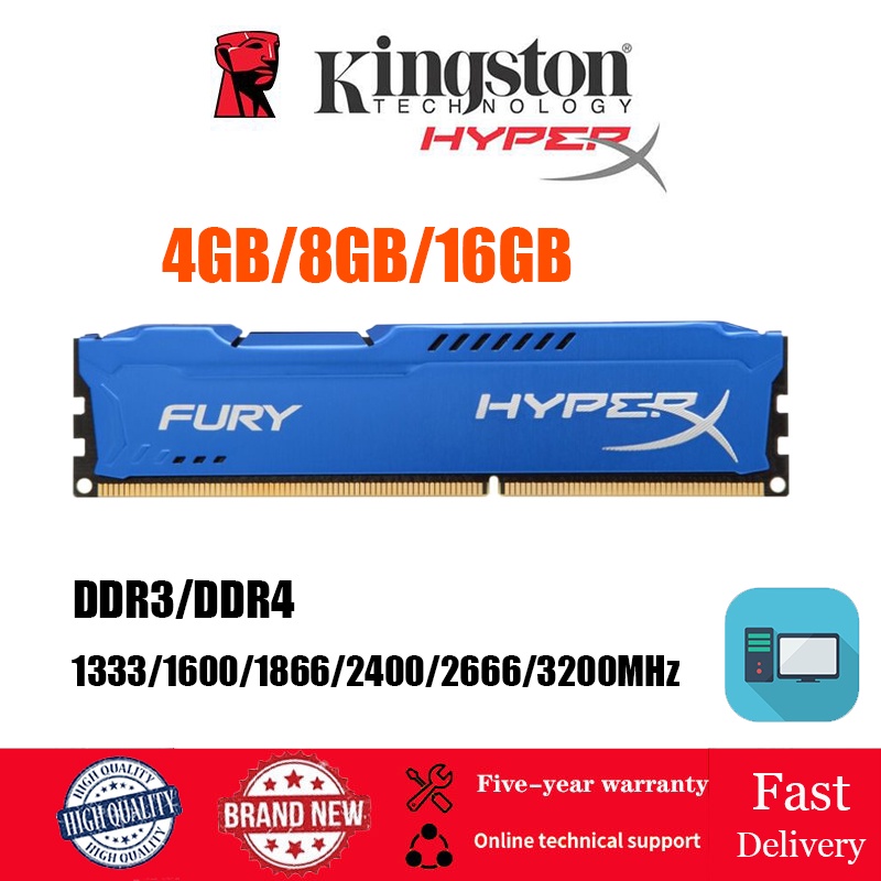 【IN STOCK】Kingston Hyperx Fury DDR3 DDR4 4GB/8GB/16GB 1600MHz 2400MHZ 2666MHZ 3200MHZ Memory PC ...