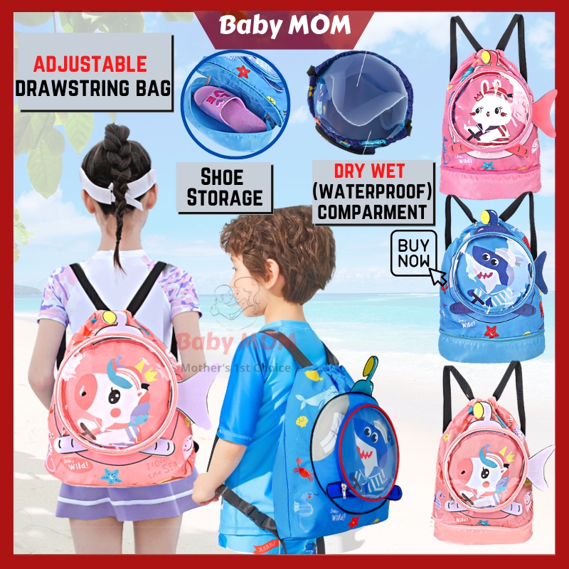 Kids Swimming Bag Pack Travel Drawstring Bag Wet Dry Sport Shoes ...