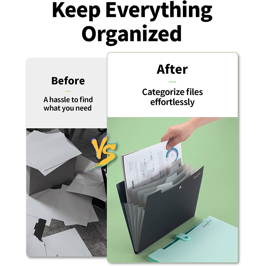 5 Pocket Folder with Labels, Letter Size Expanding File Folder ...