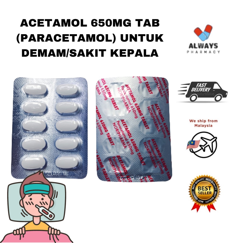 ACETAMO0L PCM 650MG TAB UNTUK SAKIT KEPALA & DEMAM DEWASA (10'S/STRIP ...