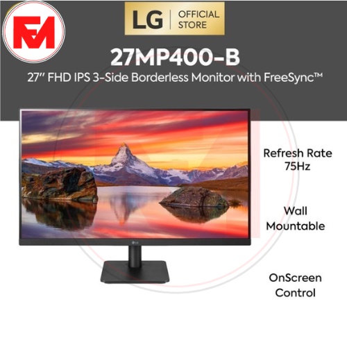 Lg 27MP400-B 27 ''FHD IPS 3-Side Borderless Monitor with FreeSync ...