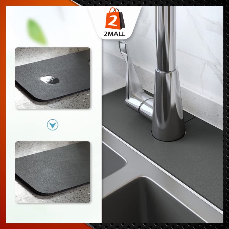 2MALL Kitchen Faucet Absorbent Mat Quick Diatomite Drying Sink Tap Pad ...