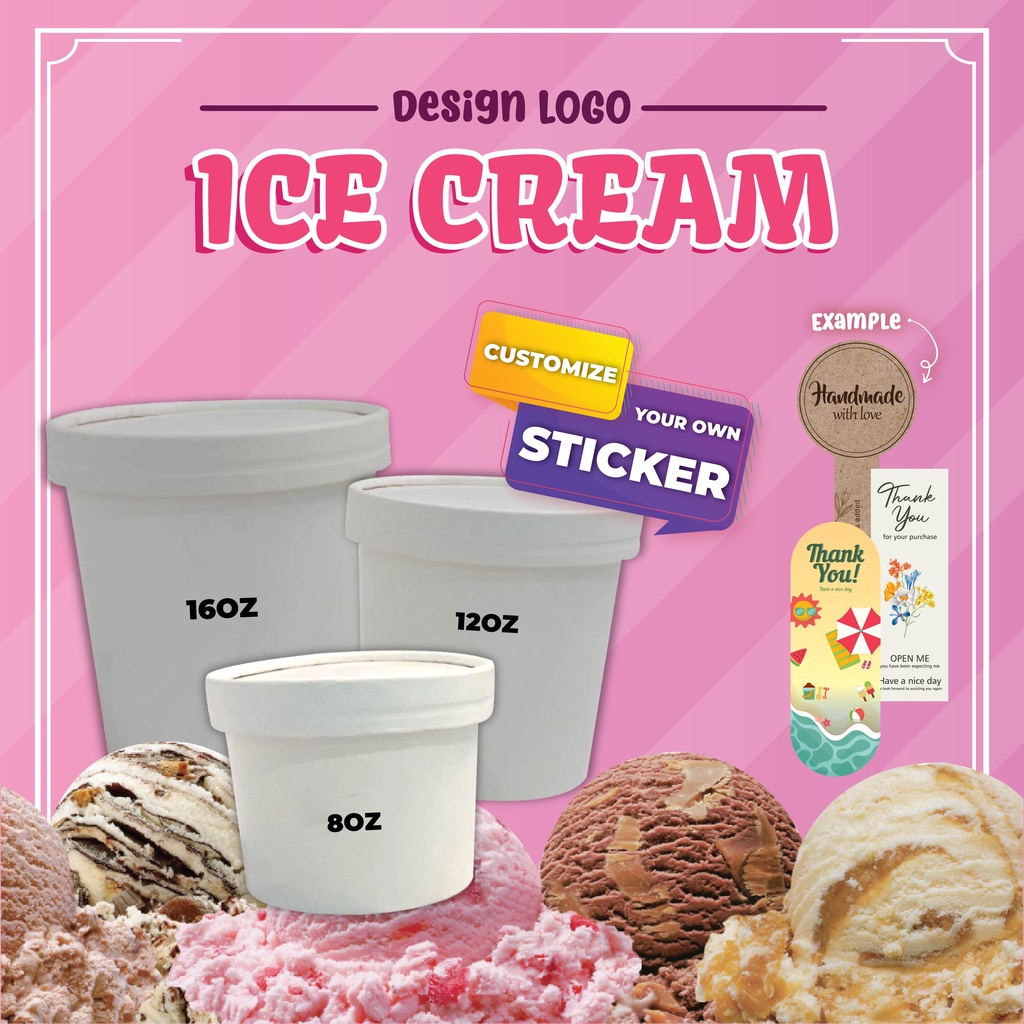 【STICKER LABEL】Ice Cream Cup with Paper Lid / Yogurt / Oden Soup Cup ...