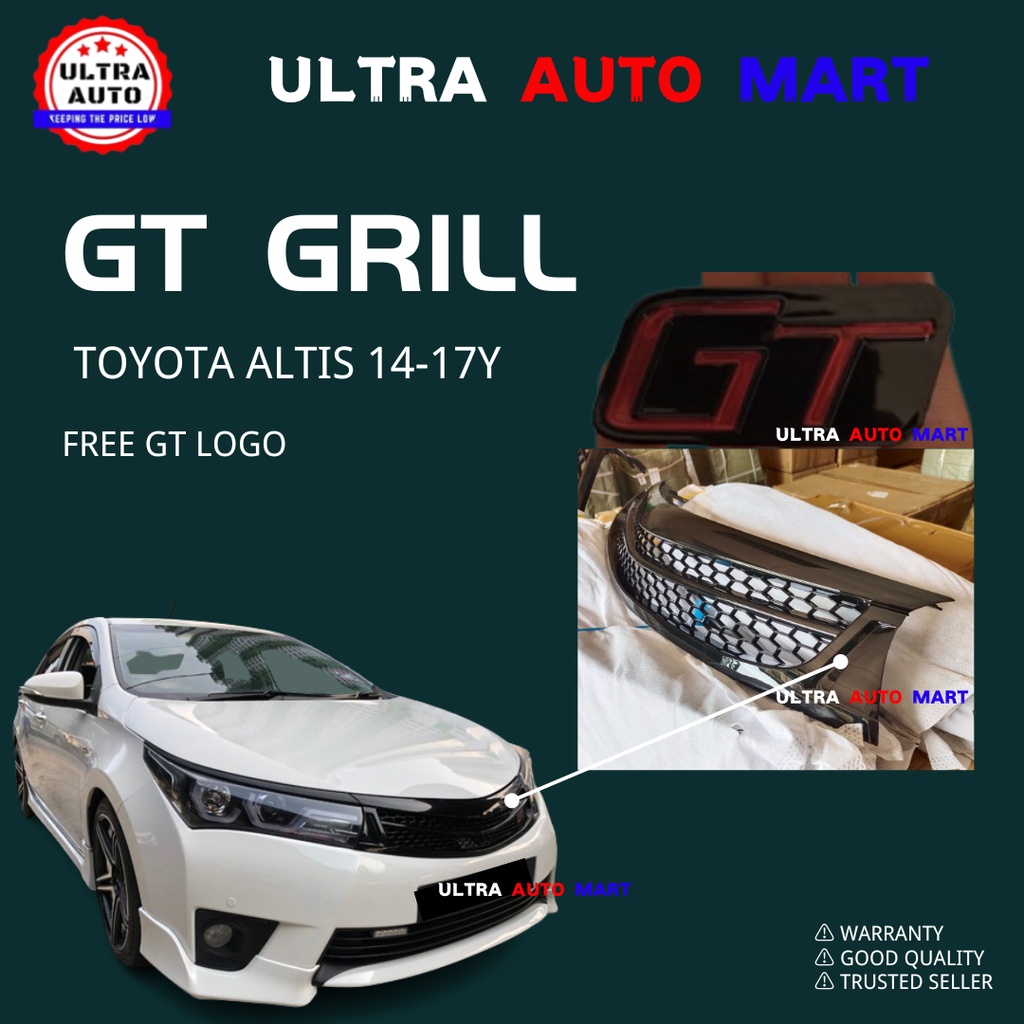 Toyota Altis Corolla Front Grill (With Red GT logo)(Gloss Black) 2014 ...