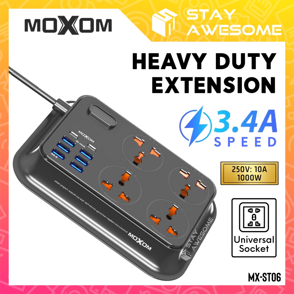 MOXOM Power Socket Extension Plug Heavy Duty Extension Wire Extension ...