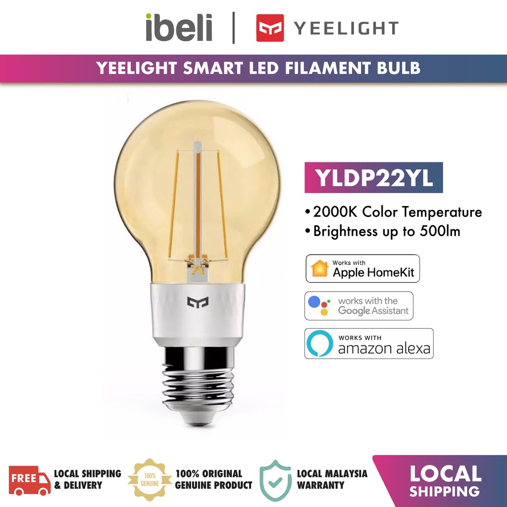 Yeelight SMART LED Filament Light Bulb E27 / 6W / Home kit Google 500lm ...
