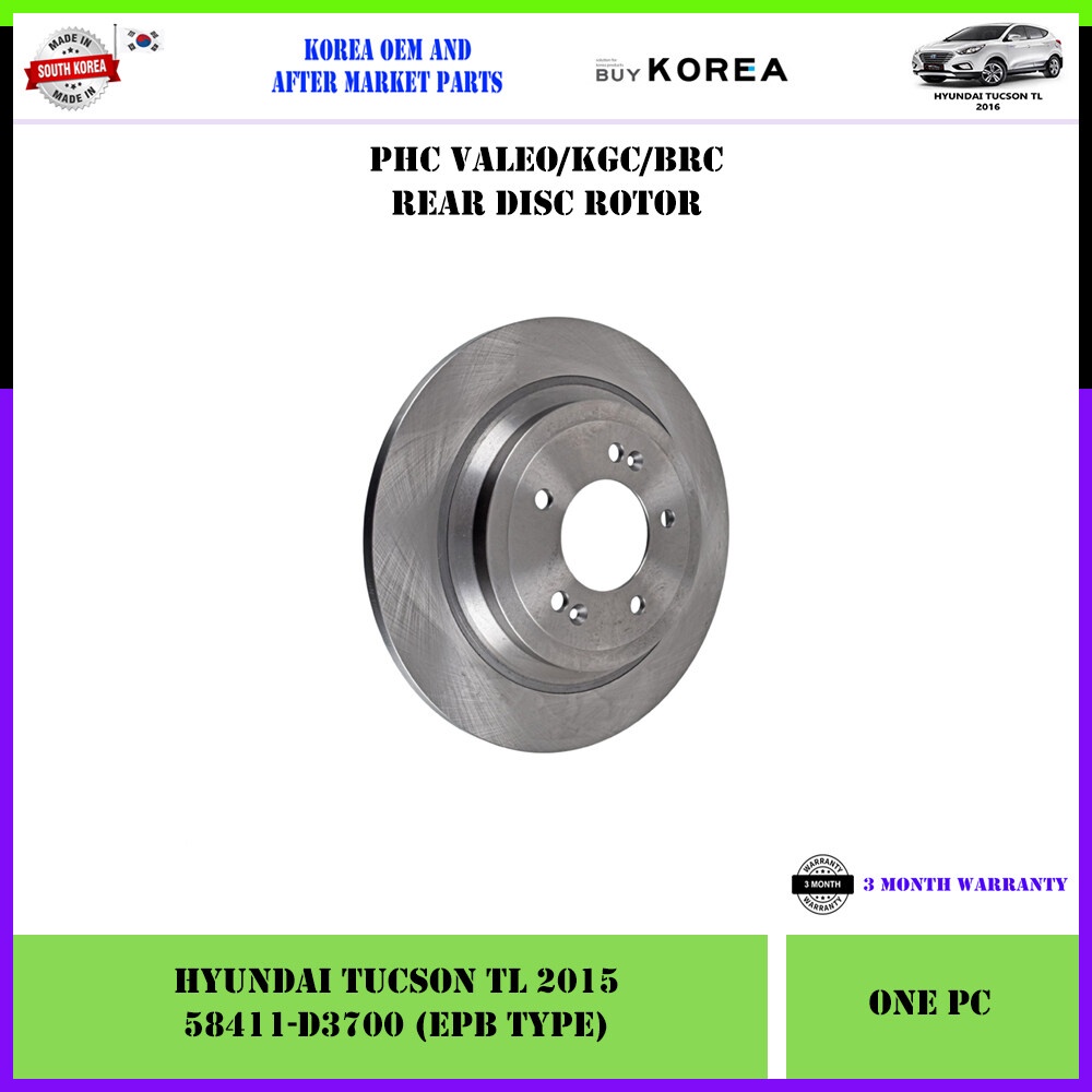 Hyundai Tucson TL 2016 Rear Korea Aftermarket Disc Rotor EPB Type 1pc ...