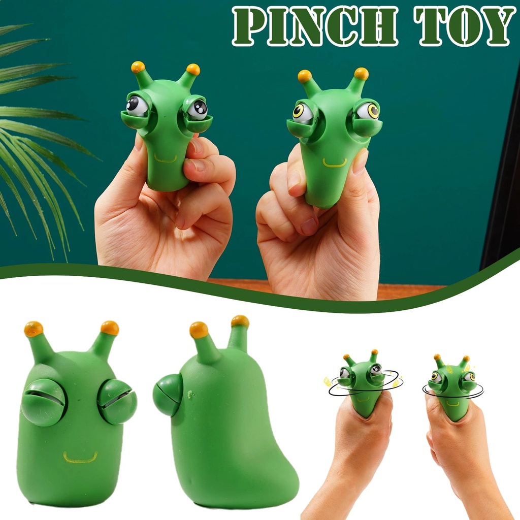 1Pc Funny Grass Worm Pinch Toy /Green Eye Popping Worm Squeeze Toy for ...