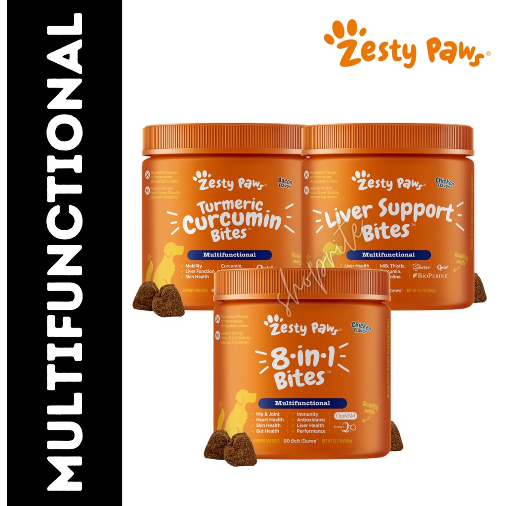 Zesty Paws Multifunctional Bites for Dogs 8 in 1 Bites / Turmeric ...