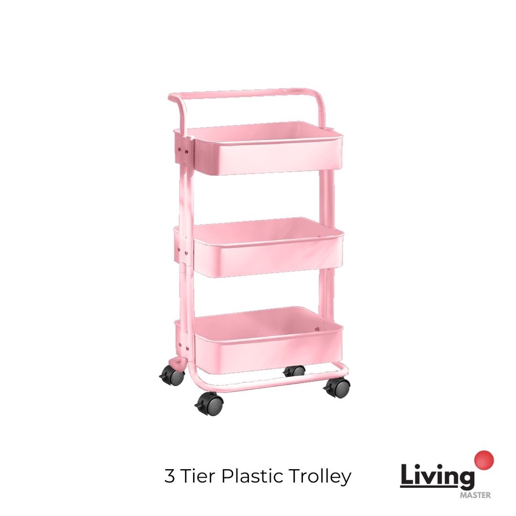 Ready Stock Multi-Purpose 3 Tier Plastic Trolley Utility Cart Rolling ...