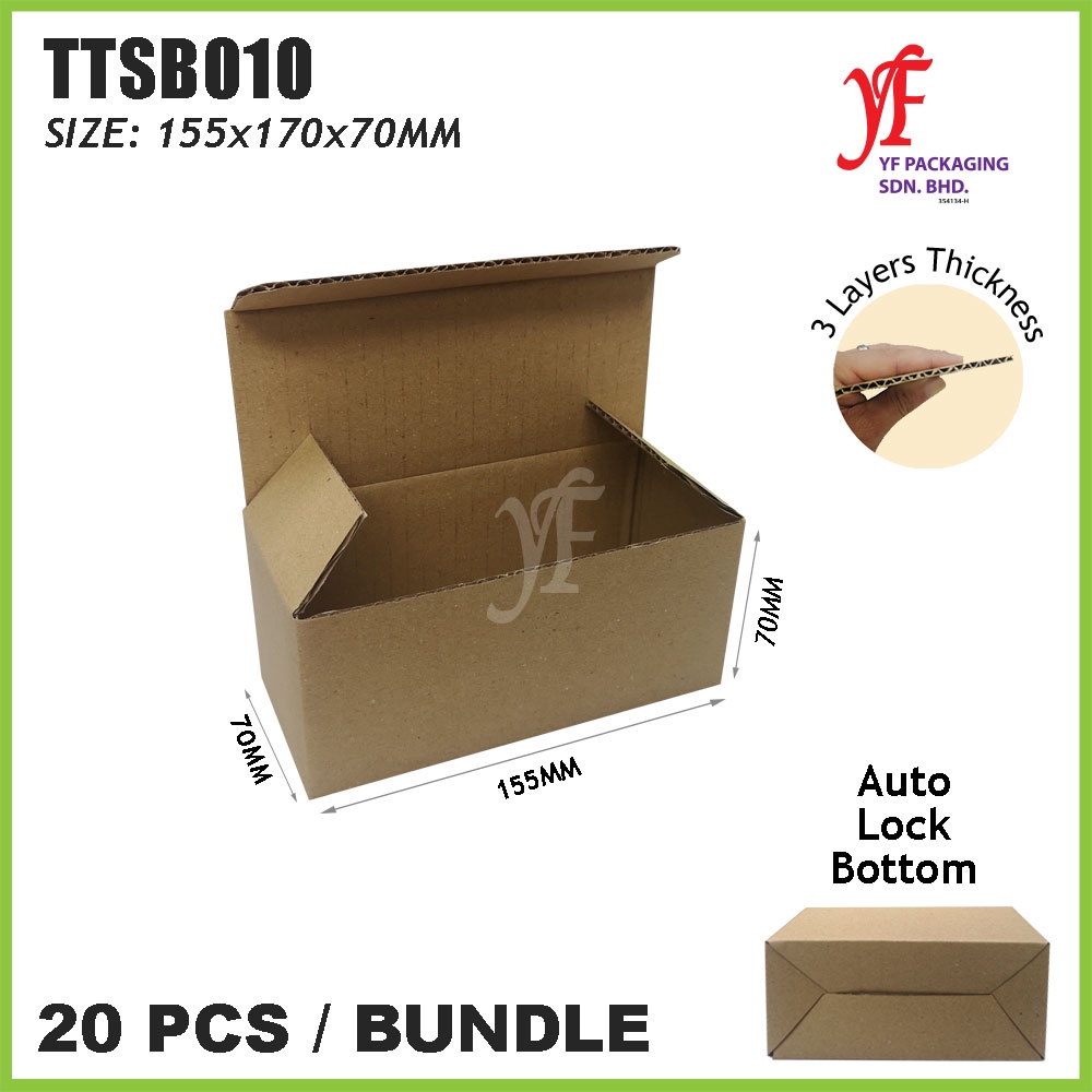 Tuck Top Snap Bottom Box Carton Box Packing Packaging Box Kotak (20pcs ...