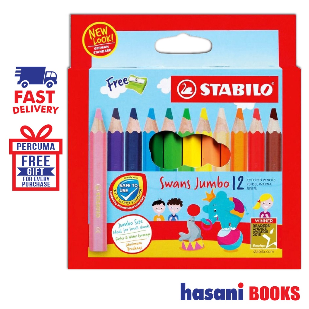 Hasani Stabilo Swans Jumbo Colour Pencil (12’s) 1873J/9556091131938 ...