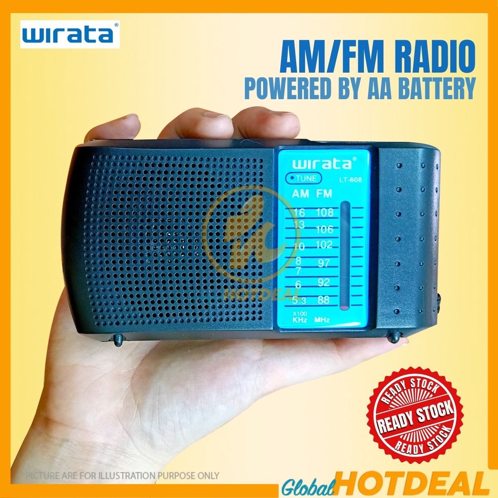 WIRATA Portable Radio Mini FM AM Loud Speaker Small Radio Kecil Murah ...