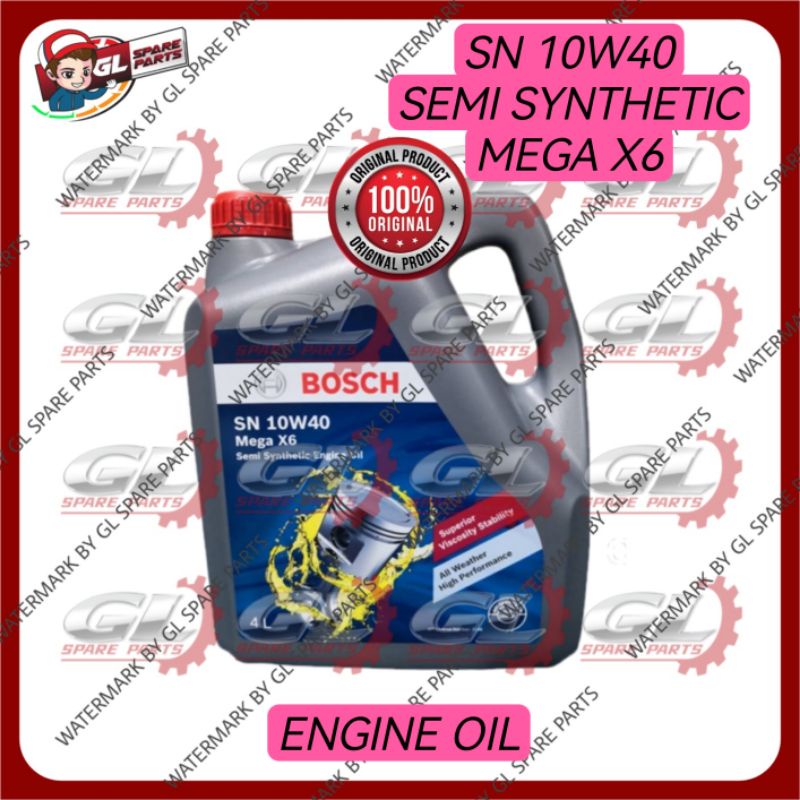 BOSCH 10W40 MEGA X6 SEMI SYNTHETIC ENGINE OIL 4LITRE (100% ORIGINAL ...