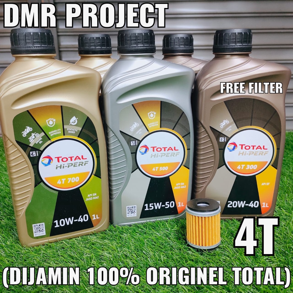(100%ORIGINEL TOTAL) 4T HI-PERF [FREE FITER] 15W-50 10W-40 SEMI ...