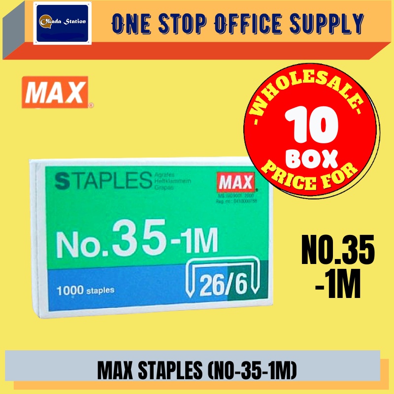 MAX STAPLES NO.35-1M(10 Boxes) / Bullet Stapler / Ubat Stapler / HD-35L ...