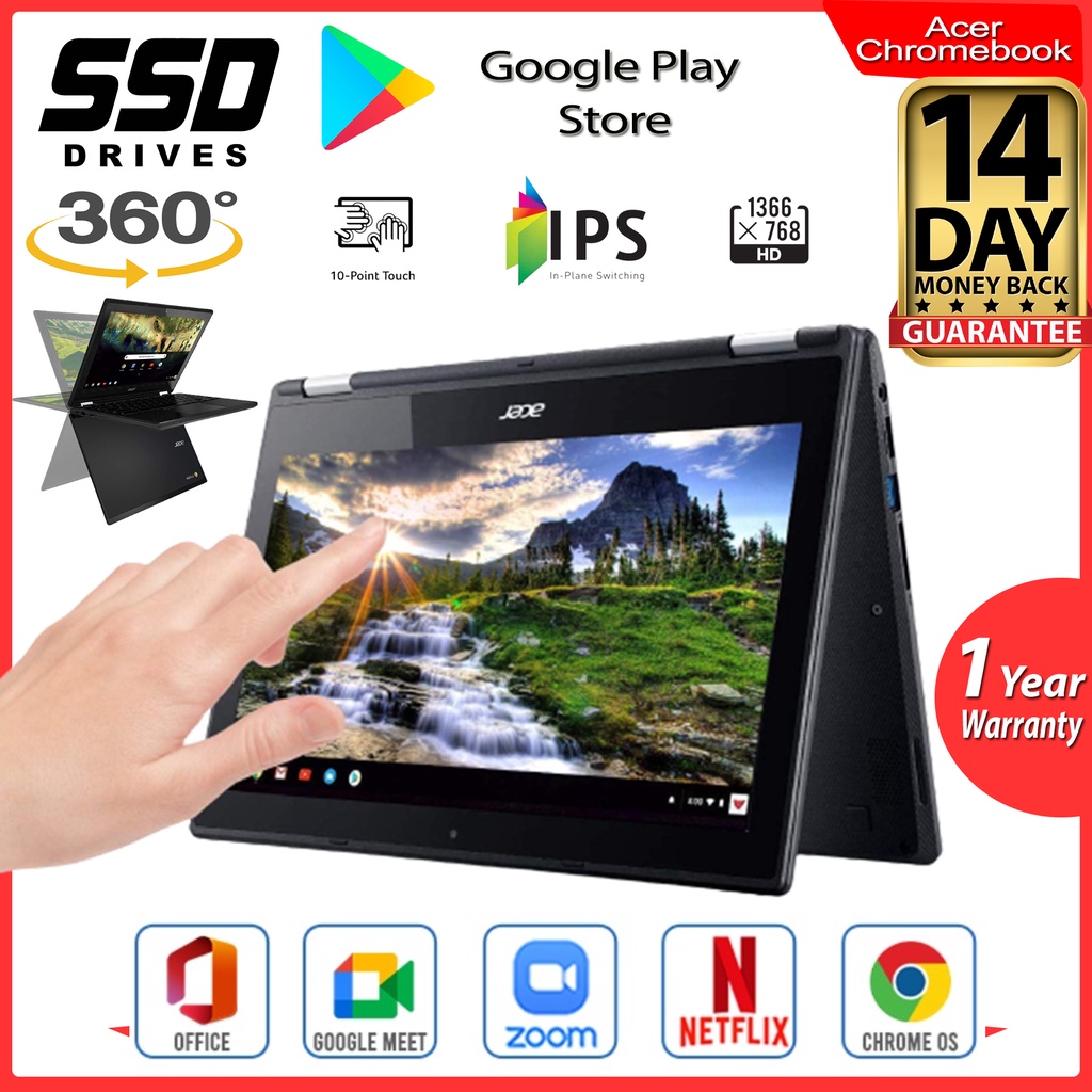 Acer R11 Convertible 2-in-1 Touchscreen Chromebook 11.6" IPS Intel N3150 Quad-core 4GB RAM 16GB ...