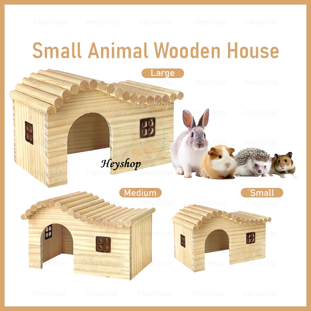 Small Animal Wooden House Premium - Hamster Rabbit Guinea Pig ...