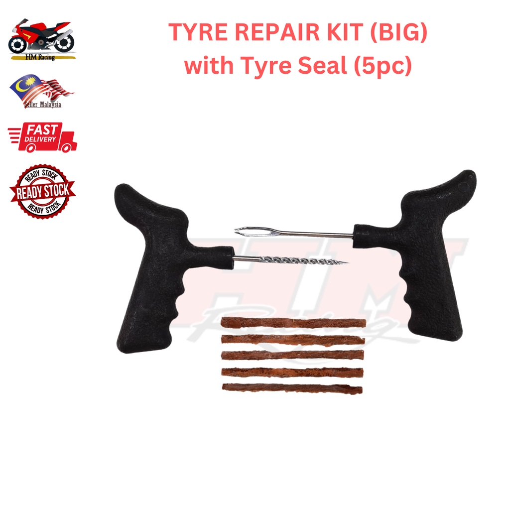 Tyre Repair Kit with Tyre Seal 5pcs CACING Motorcyle Sticky Gum Tire ...