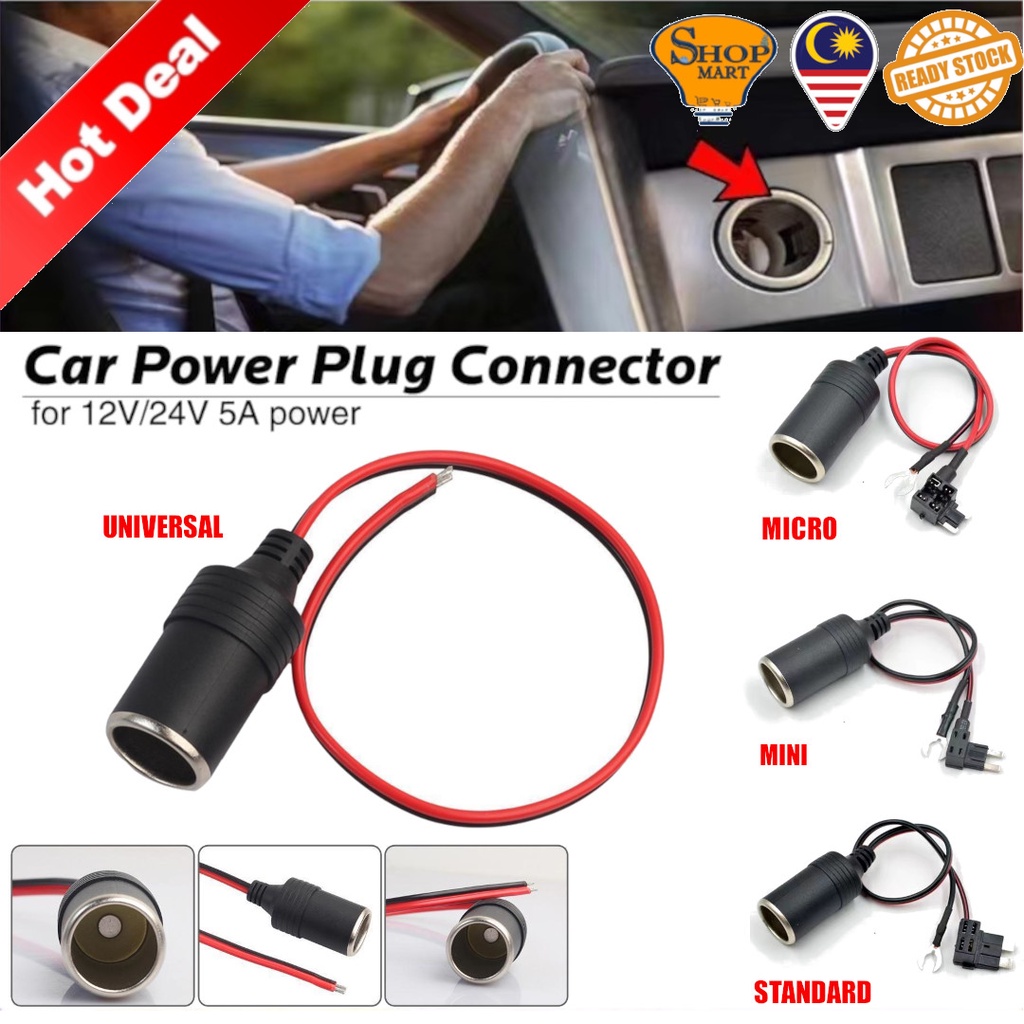 Car Socket Lighter Extension Connector Plug Female Micro Mini Standard ...