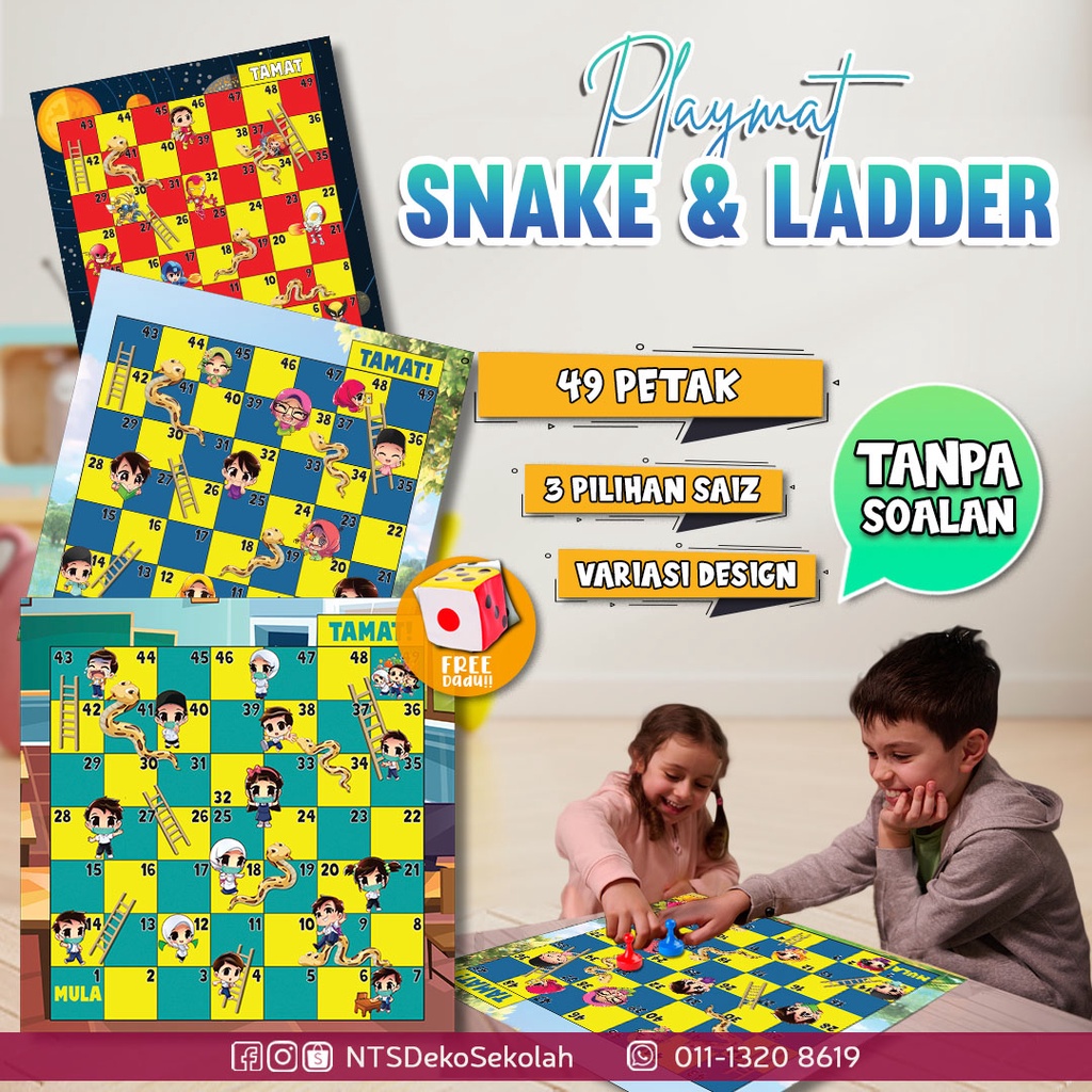 🌸49 KOTAK🌸 PLAYMAT - SNAKE AND LADDER (TANPA SOALAN) | Shopee Malaysia