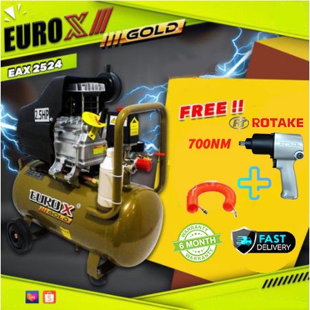 EUROX EAW2524G 24L 2.5HP 8Bar Air Compressor/EUROX EAW5030G OILESS AIR COMPRESSOR 1.0HP X 30 ...