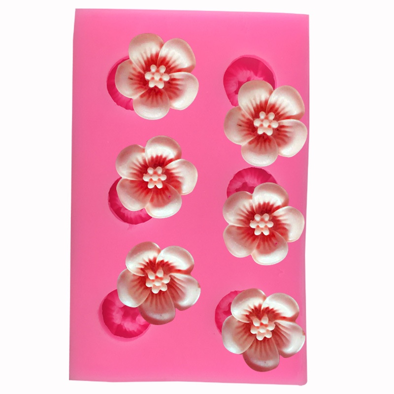Six-hole Small Flower Daisy Cherry Blossom Silicone Mold Chocolate ...