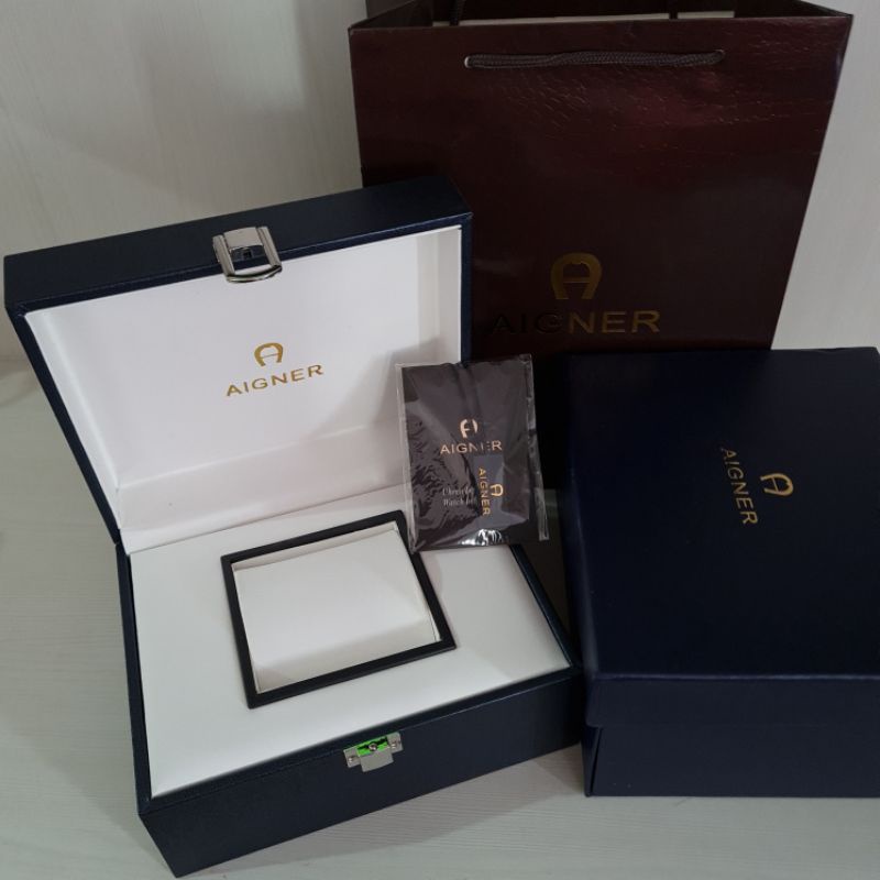 Aigner brand watch box, Original model, full set | Shopee Malaysia