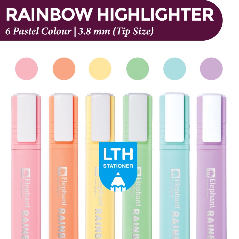 LTH Elephant No.277567 Rainbow Highlighter Soft Pastel Colour ...