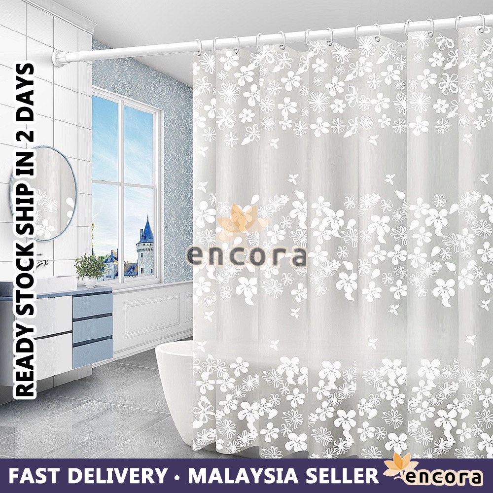 Encora Peva Waterproof Bathroom Shower Curtain Langsir Bilik Mandi