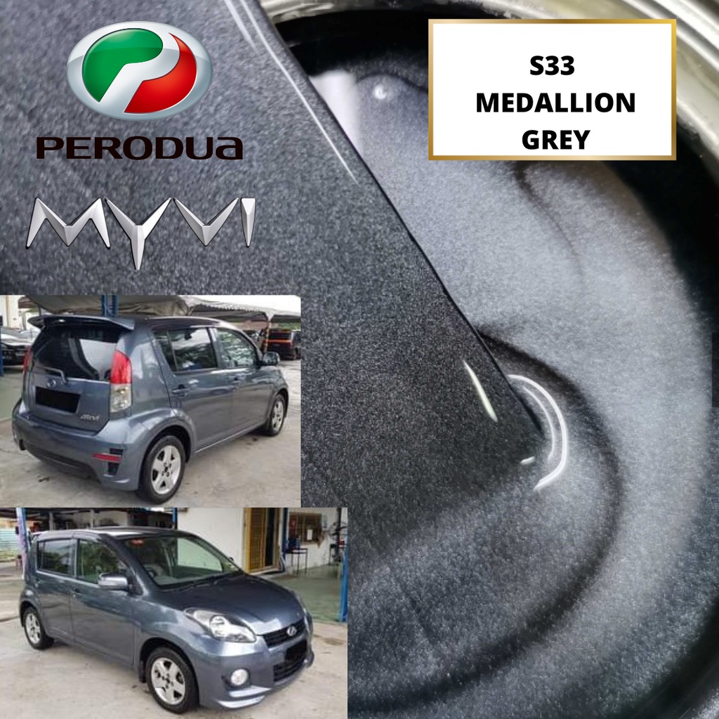 PERODUA MYVI- S33 MEDALLION GREY- 2K Paint / Cat Bancuh Kereta Original ...