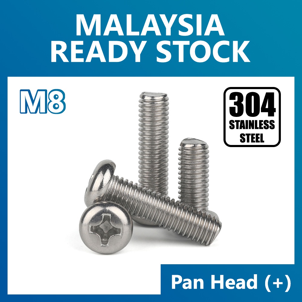 M8 Screw Pan Head Phillips Screw 304 Stainless Steel GB818 Car Motor ...