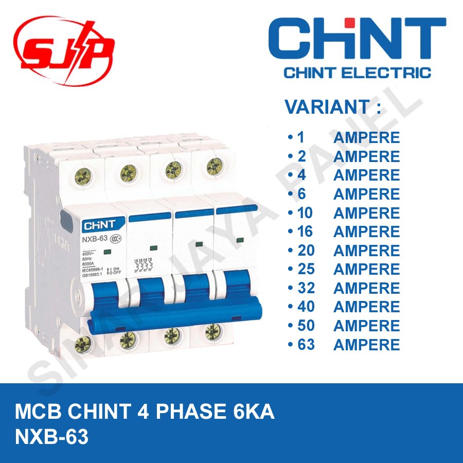MCB CHINT NXB-63 4P 6kA 1A 2A 4A 6A 10A 16A 20A 25A 32A 40A 50A 63A ...