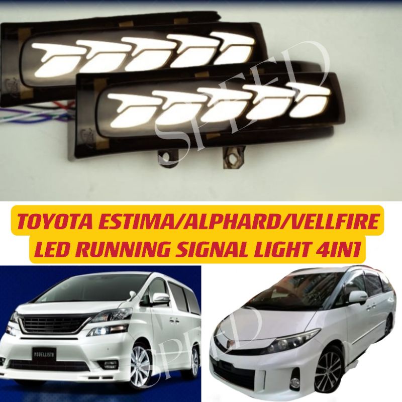 SIDE MIRROR RUNNING SIGNAL LIGHT LED DAYLIGHT 4IN1 TOYOTA ESTIMA ...