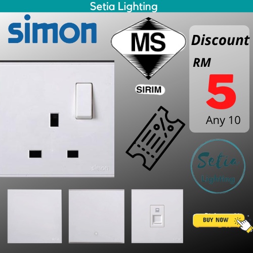 SIRIM Simon E6 Series Electric Wall Switch Socket Matt White Modern ...