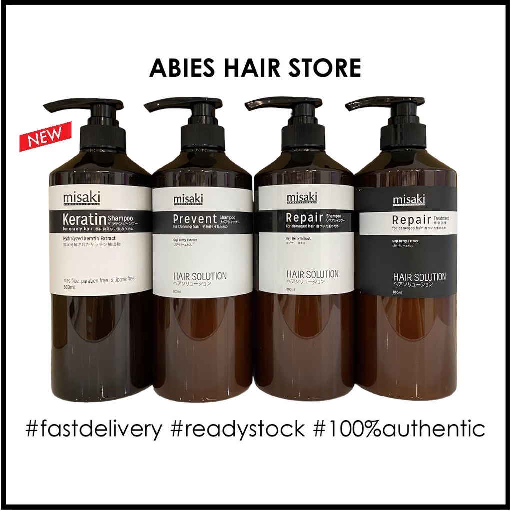 Misaki Hair Solution Shampoo/Treatment (Keratin, Prevent, Repair) 800ml ...