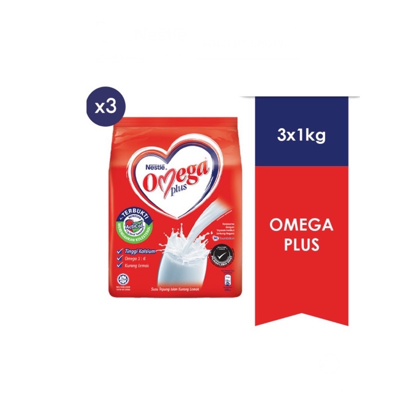 Nestle Omega Plus Plain Milk Powder (1kg x 3 packs) | Shopee Malaysia