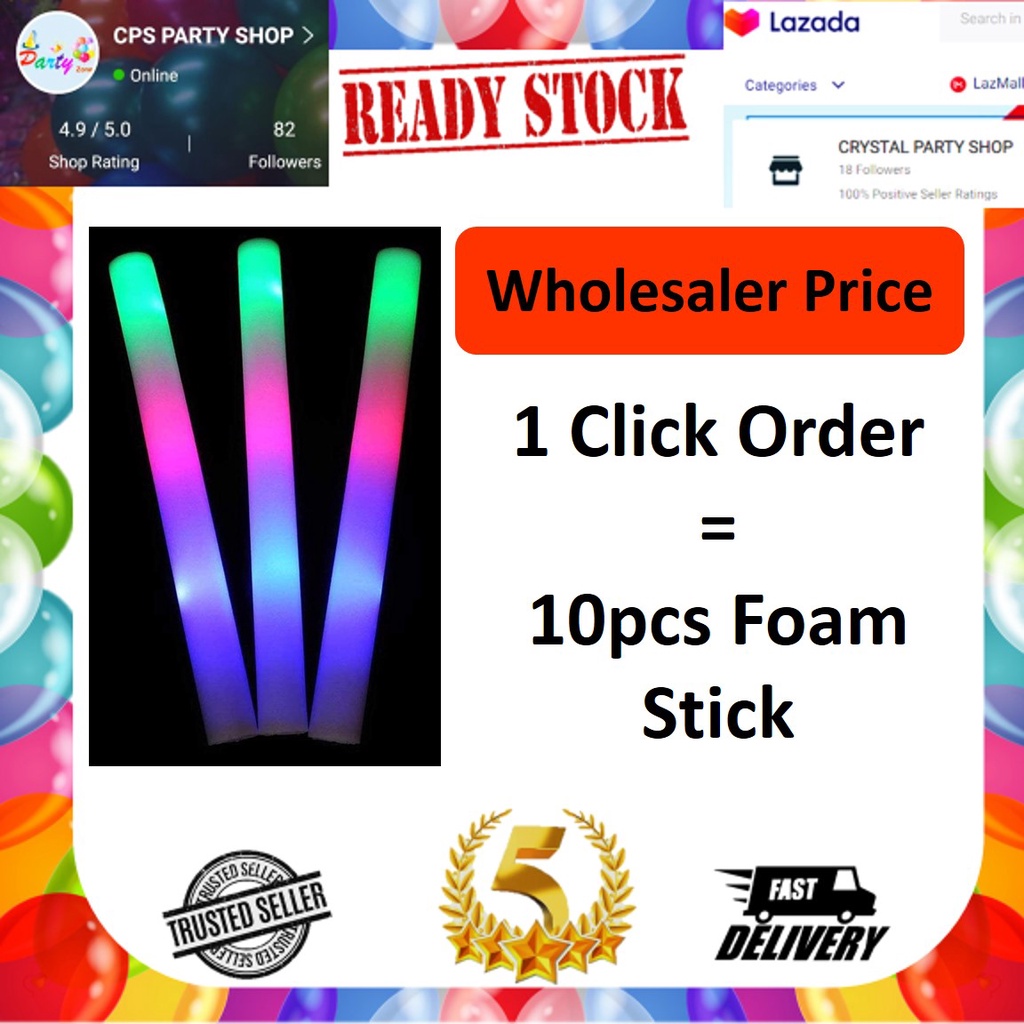 Foam Light Stick - 10pcs per Order - Concert Light Stick - LED Light ...