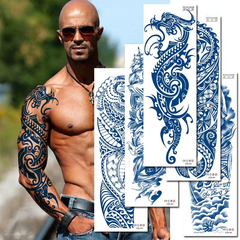 Waterproof Temporary Tattoo Sticker Juice Ink Tattoo Lasts 15 Days Blue ...