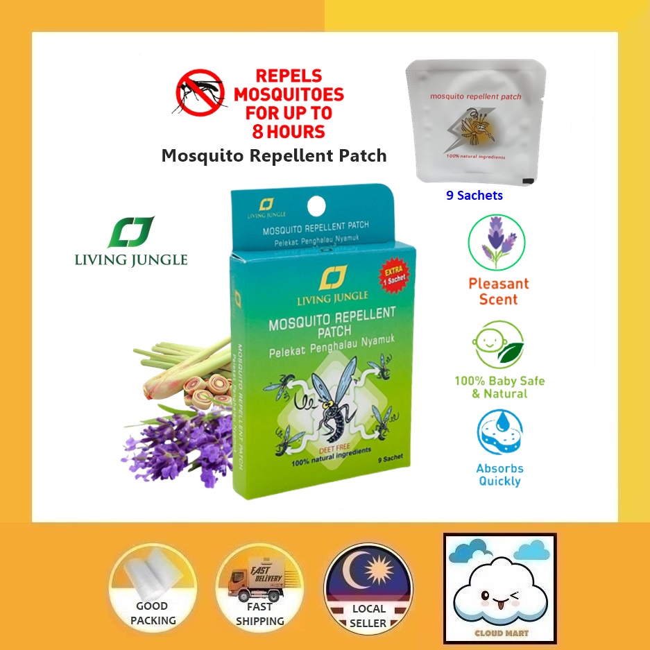 🔥9 Sachets🔥 Mosquito Repellent Patch Living Jungle Natural Aromatic ...