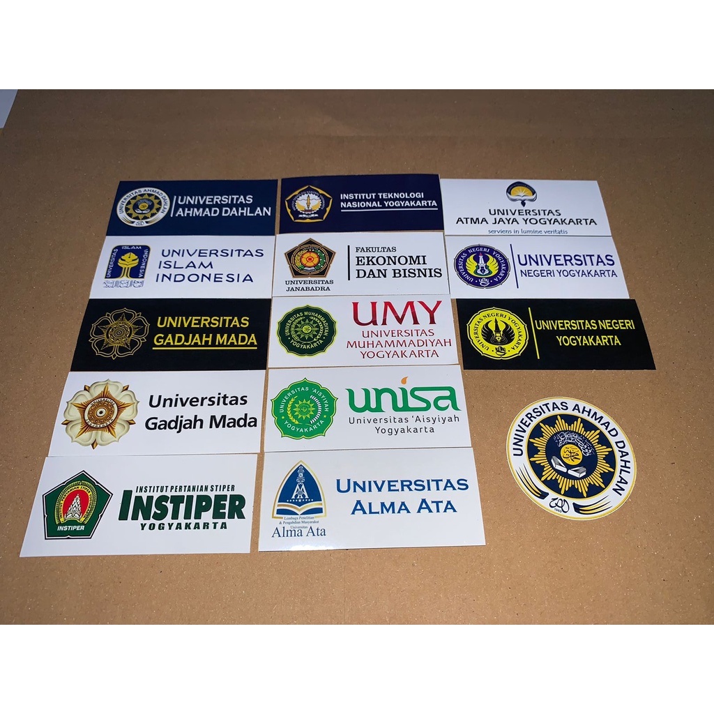 Yogyakarta Campus Stickers set logo & WRITING (UGM, UNY, UI, UII, ATMA ...