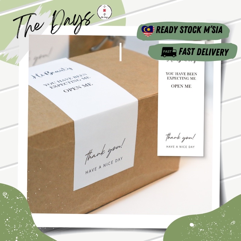 THE DAYS 50pcs White Rectangular Thank You Sticker Label Sticker Seal ...