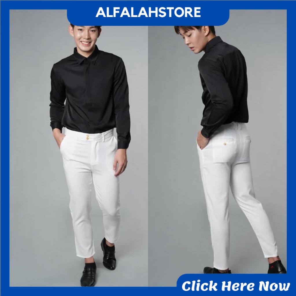 Seluar putih lelaki pejabat panjang office pants men trousers Seluar ...
