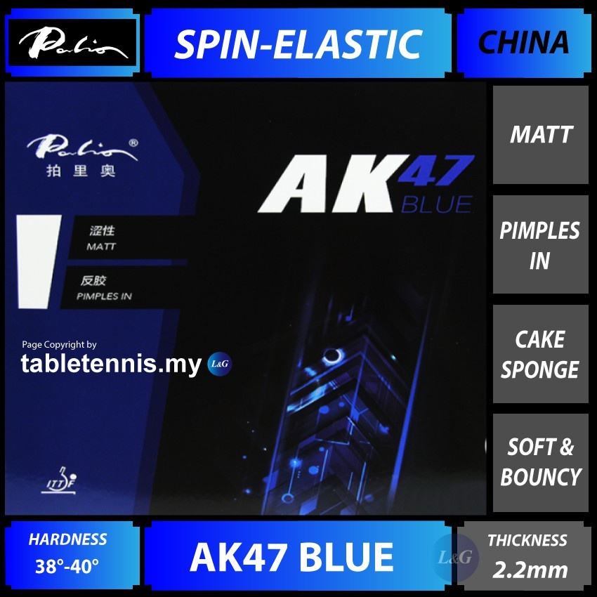 PALIO AK47 BLUE Spin-Elastic Inverted Ping Pong Table Tennis Rubber 2 ...