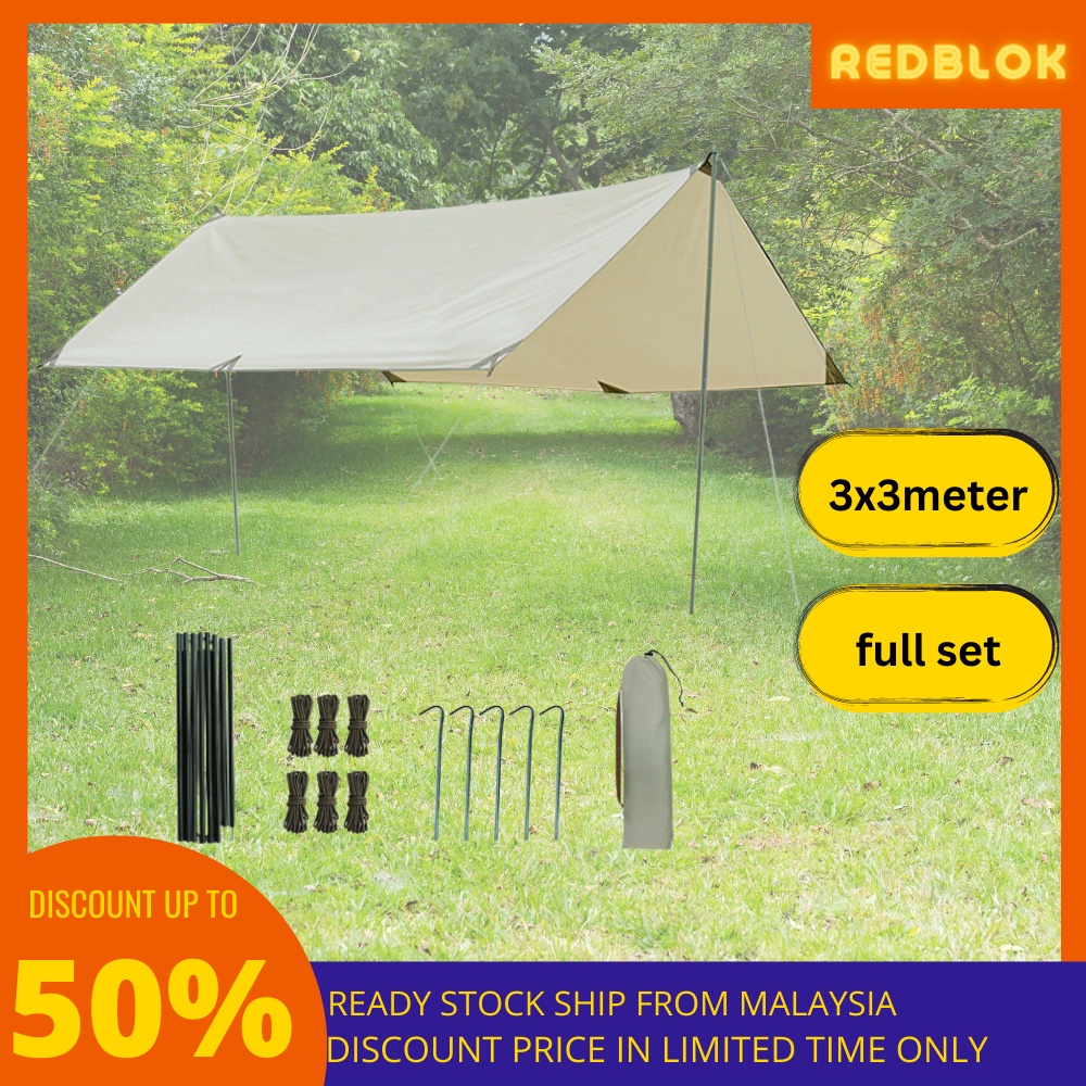 🔥READY STOCK🔥tent Tarp 4-6 Person Outdoor camping Sun Shelter install ...